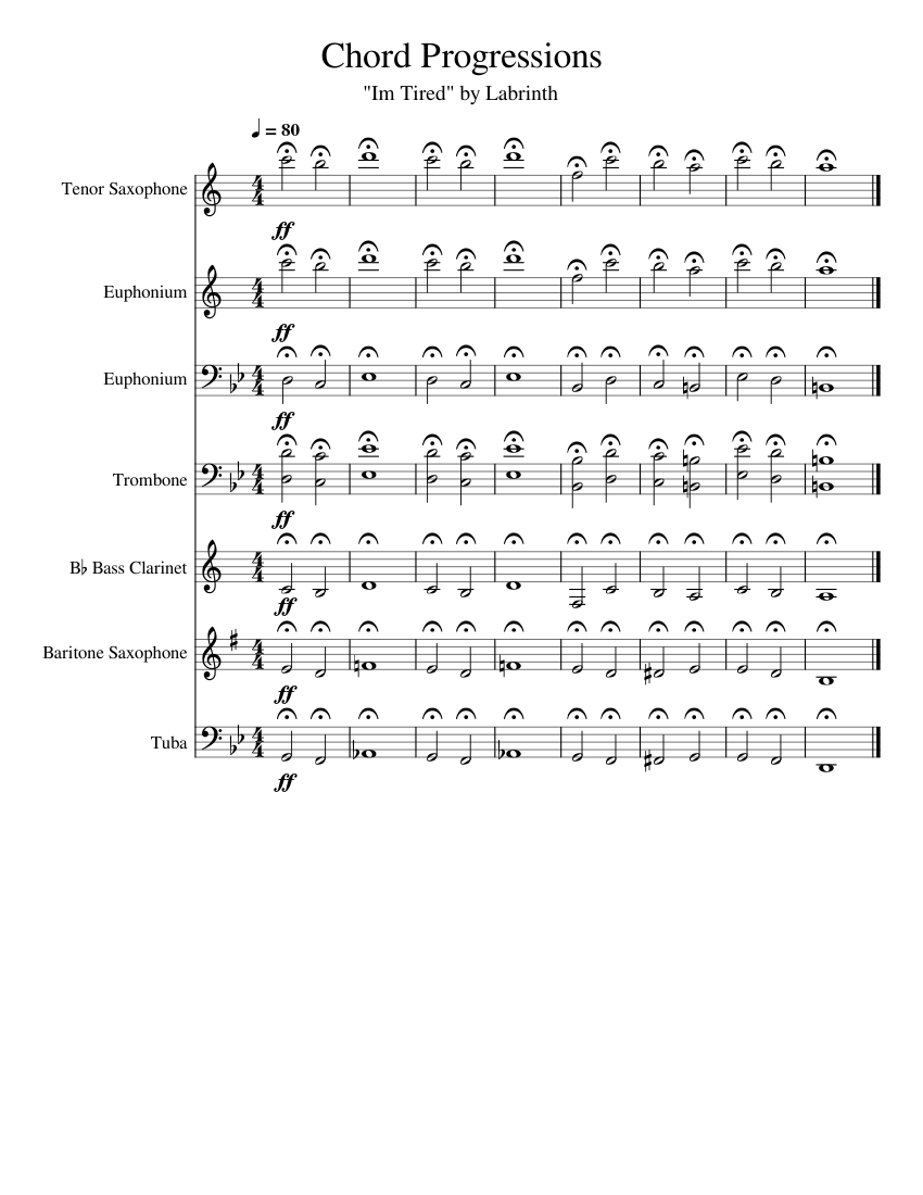 Chord Progressions Sheet music for Trombone, Euphonium, Tuba, Clarinet ...