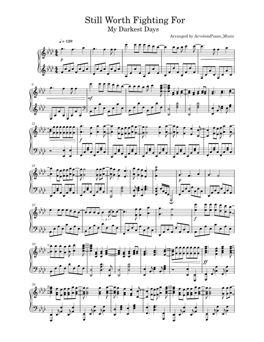 Still worth fighting for – My Darkest Days [Piano Cover] Sheet music ...