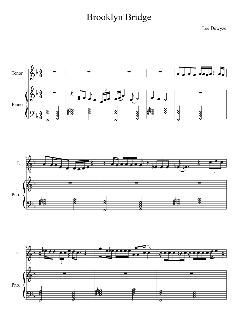 Brooklyn Bridge Sheet Music for Piano (Solo) | MuseScore.com