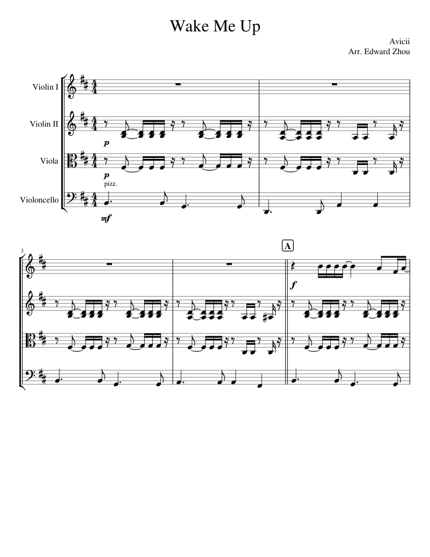 Wake Me Up - Avicii Sheet music for Violin, Viola, Cello (String ...