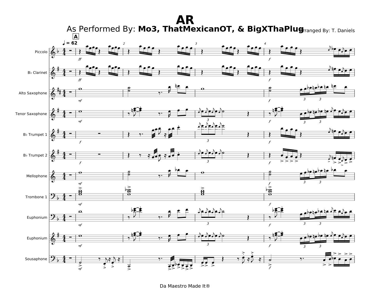 AR Sheet music for Trombone, Euphonium, Mellophone, Flute piccolo ...