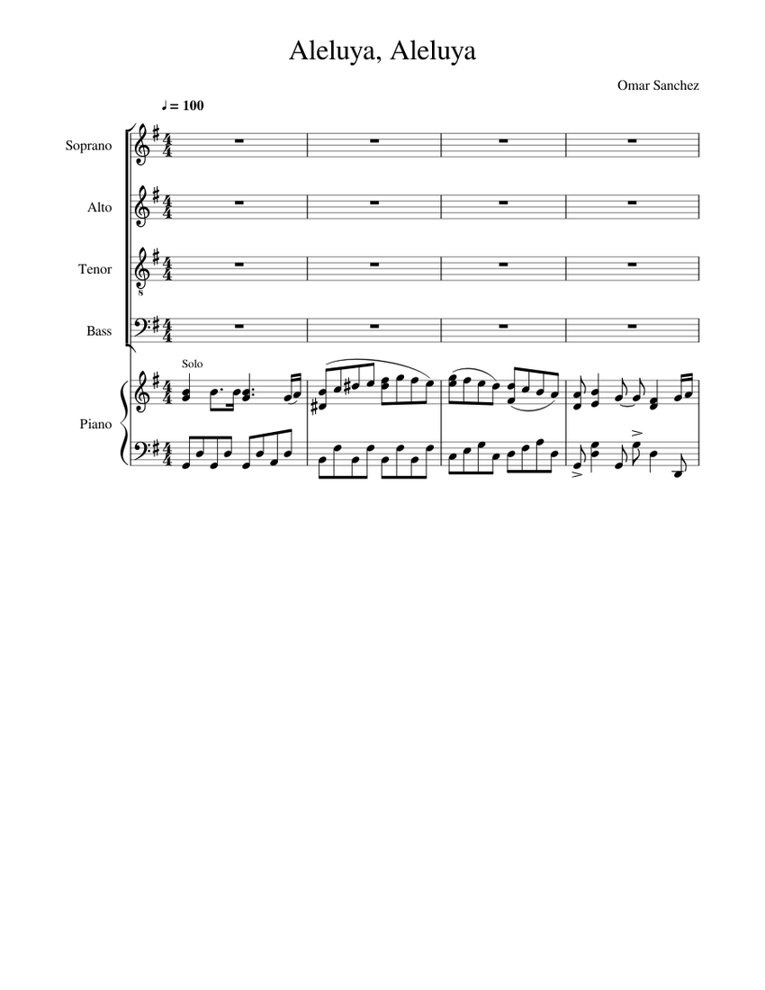 Aleluya Sheet music for Piano, Soprano, Alto, Tenor & more instruments ...