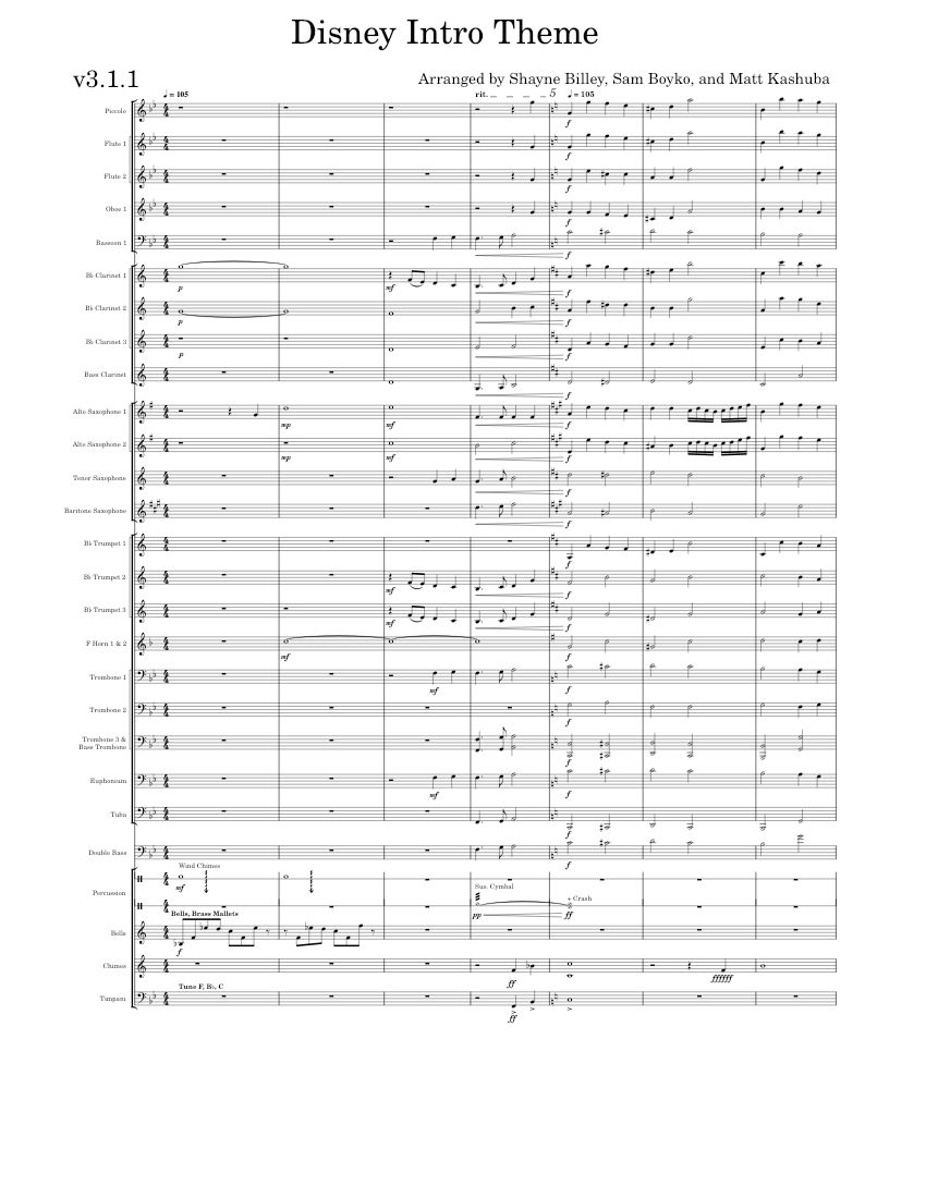 Disney Opening Theme – Misc Soundtrack Disney Opening Theme v3.1 Sheet ...