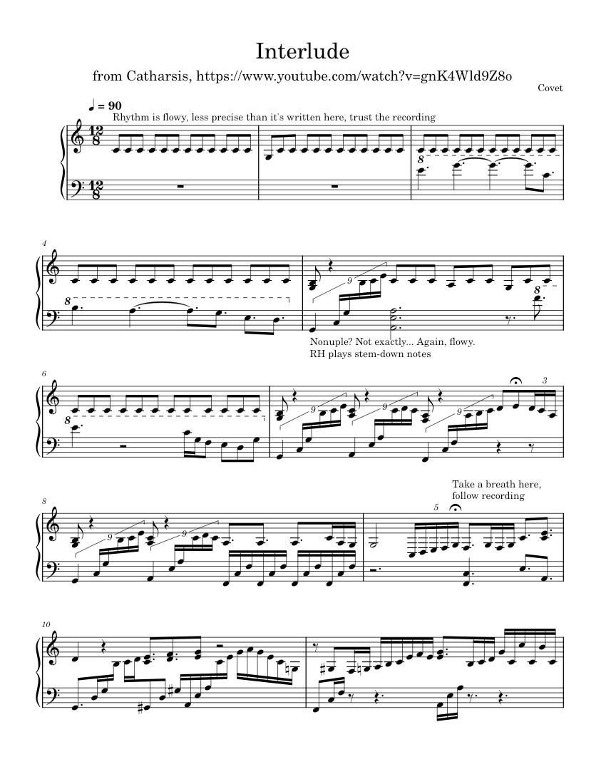 Interlude – Covet Sheet music for Piano (Solo) | Musescore.com