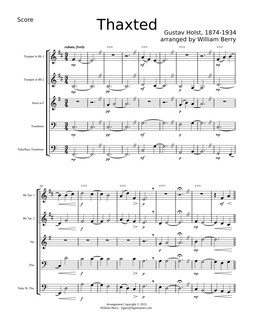 Thaxted – Gustav Holst/arr. William Berry Sheet Music for Piano ...