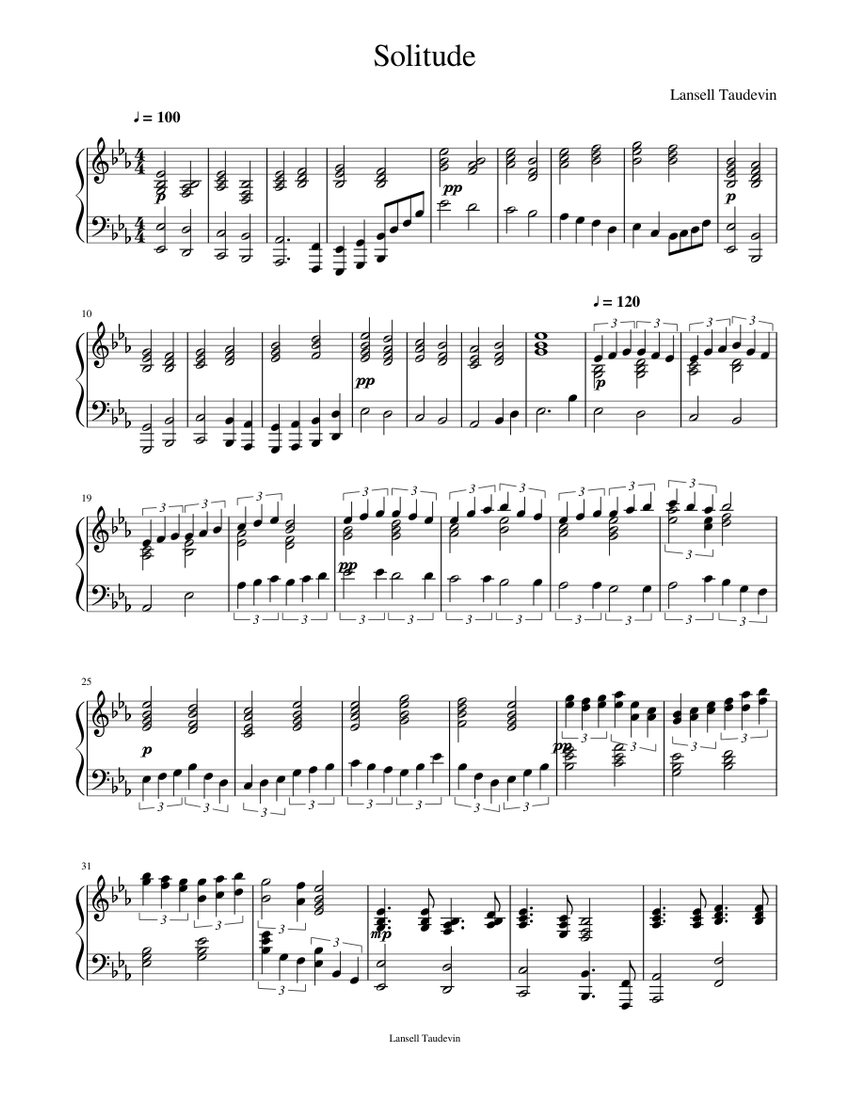 Solitude Sheet music for Piano (Solo) | Musescore.com