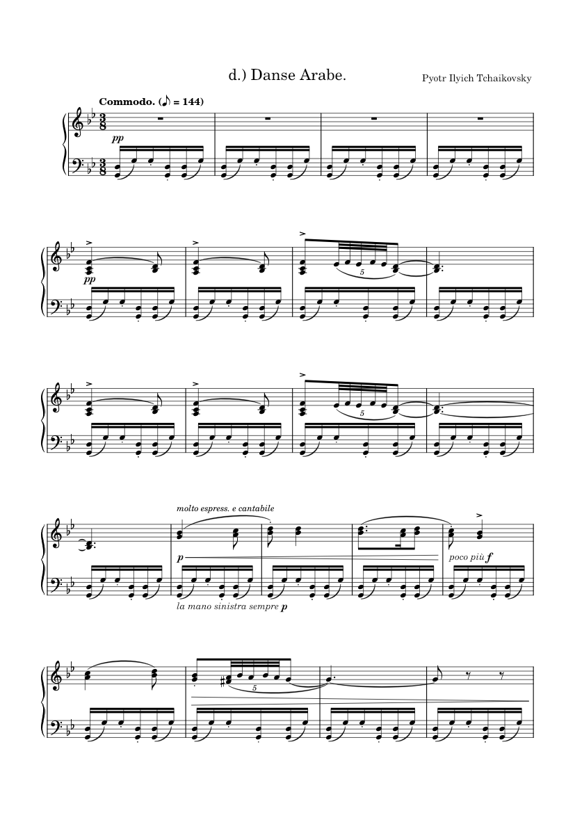 Arabian Dance from "The Nutcracker" for Piano Solo - Pyotr Ilyich ...