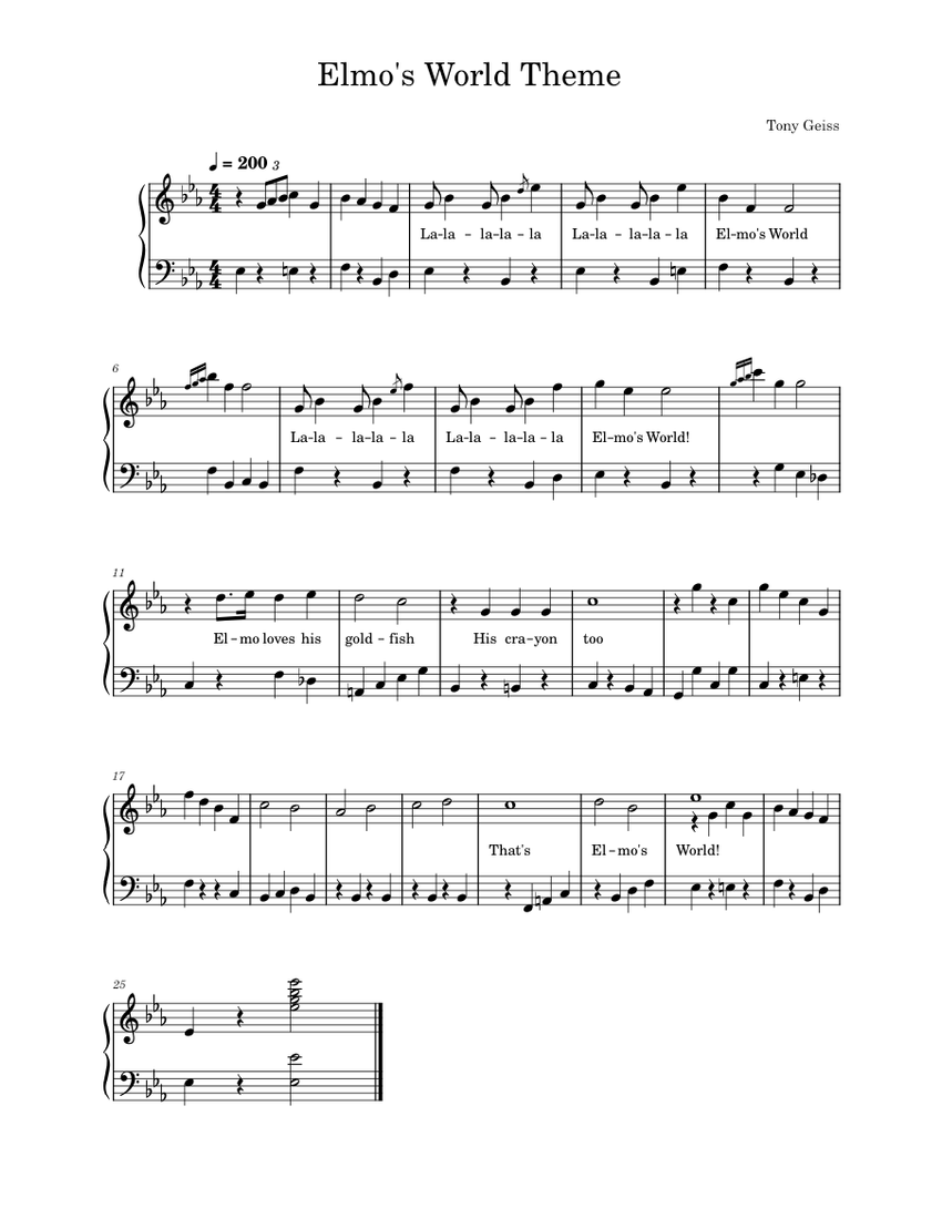 Elmo's World Theme (my piano arrangement) Sheet music for Piano (Solo ...