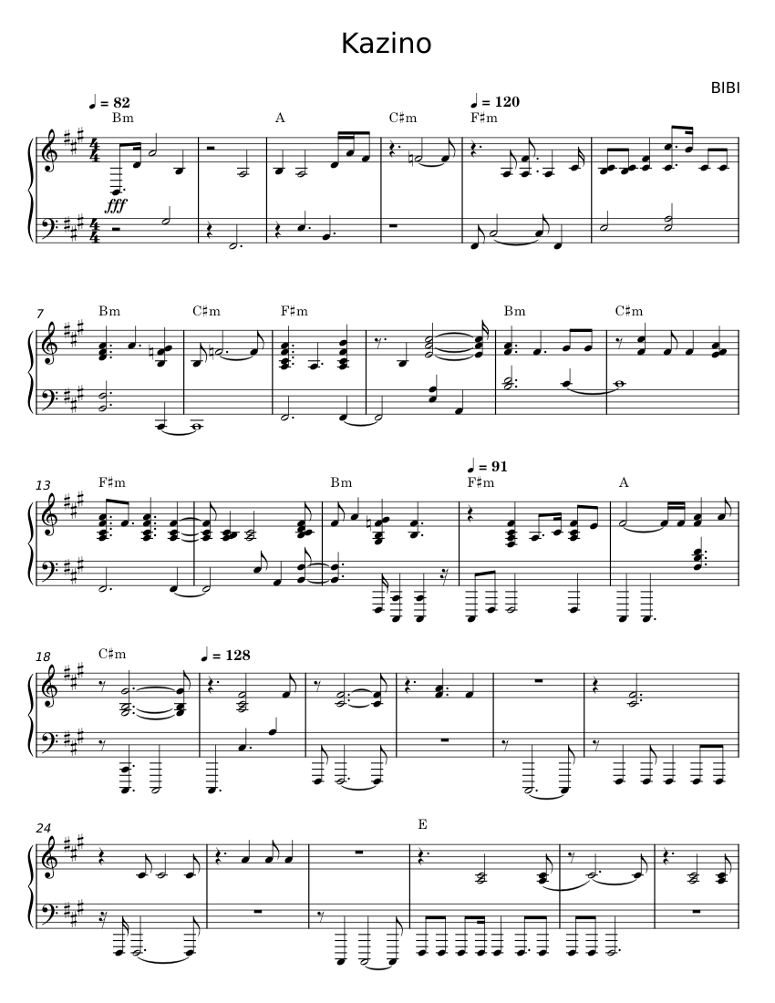 KAZINO - BIBI Sheet music for Piano (Solo) Easy | Musescore.com