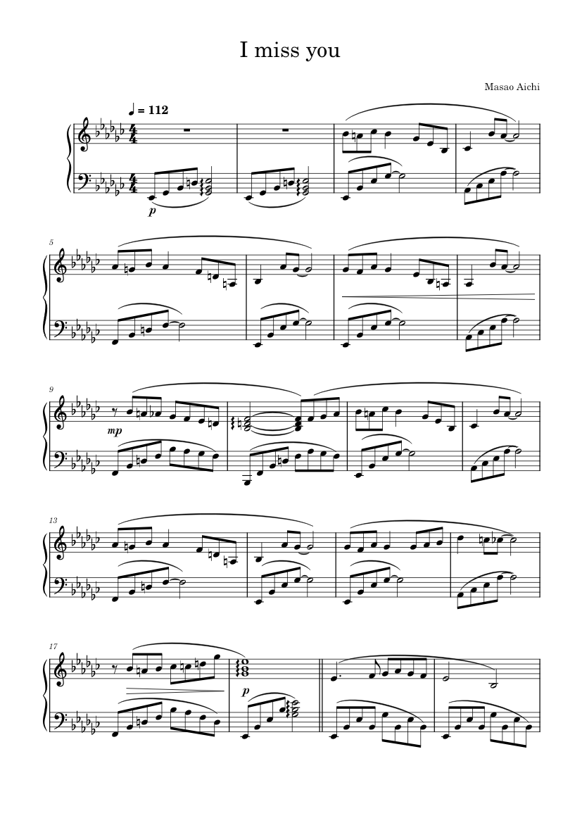 I miss you Sheet music for Piano (Solo) | Musescore.com