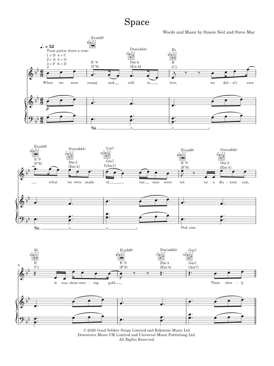 Play Official version of Space sheet music by Biffy Clyro for Piano ...