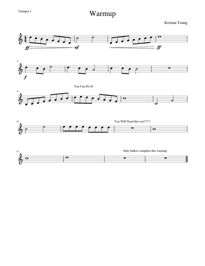 Trumpet Warmup Sheet music for Trumpet (In B Flat) (Solo) | Download ...