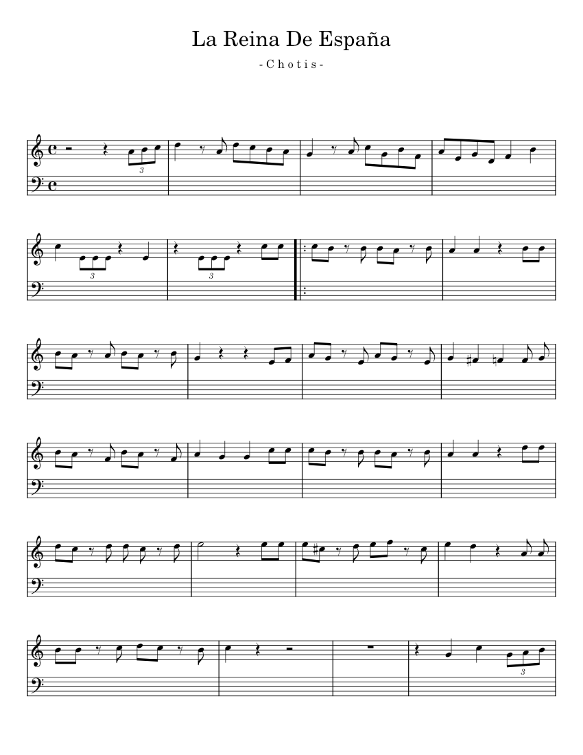 La Reina de España Sheet Music for Piano (Solo) easy | MuseScore.com