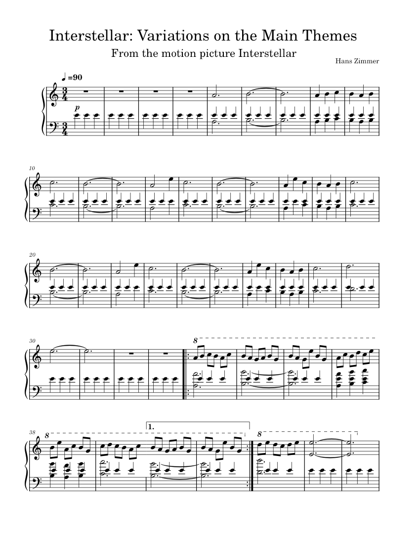 Interstellar Main Theme – Hans Zimmer Interstellar - Variations on the main themes Sheet music ...