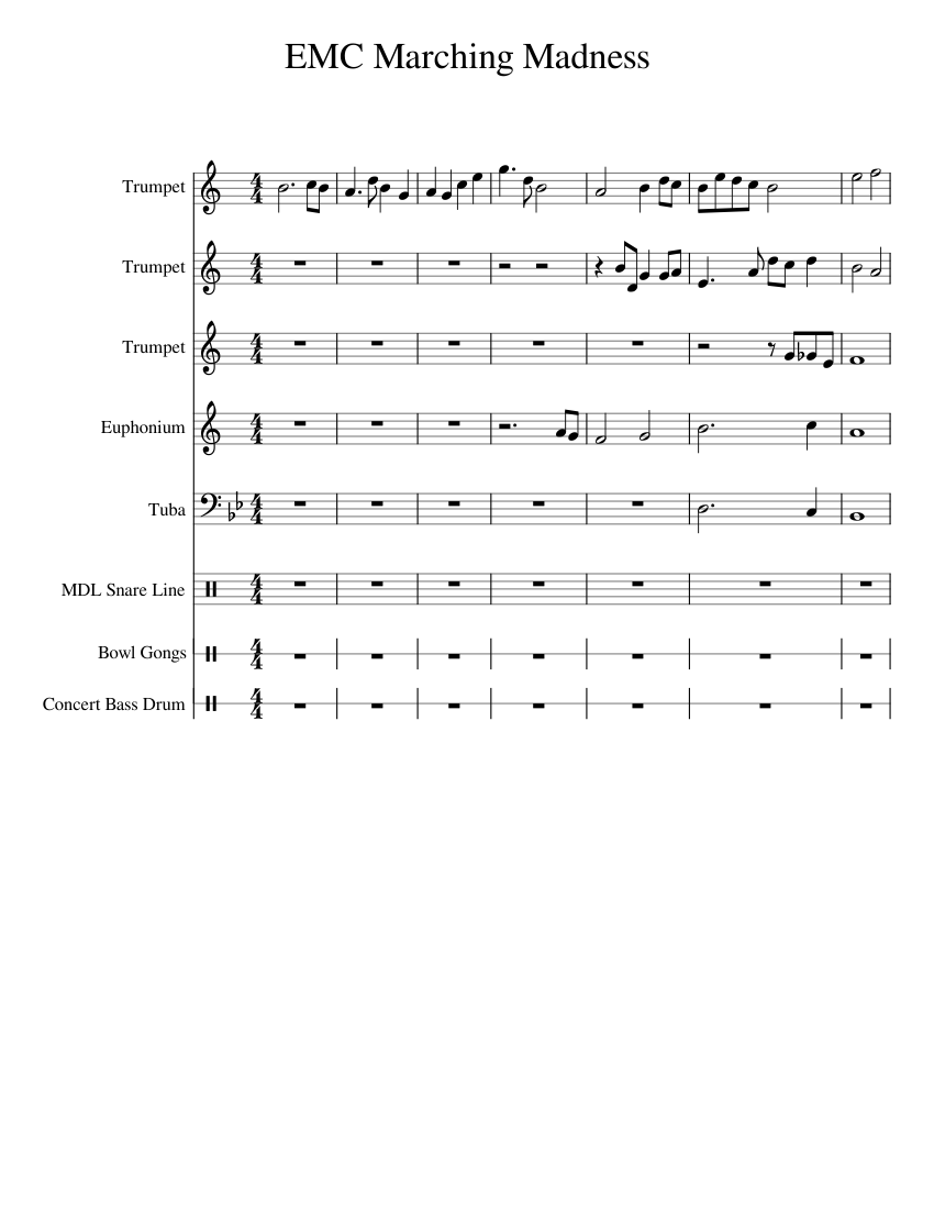 EMC Marching Madness 2020 Score Sheet music for Euphonium, Tuba, Bass ...