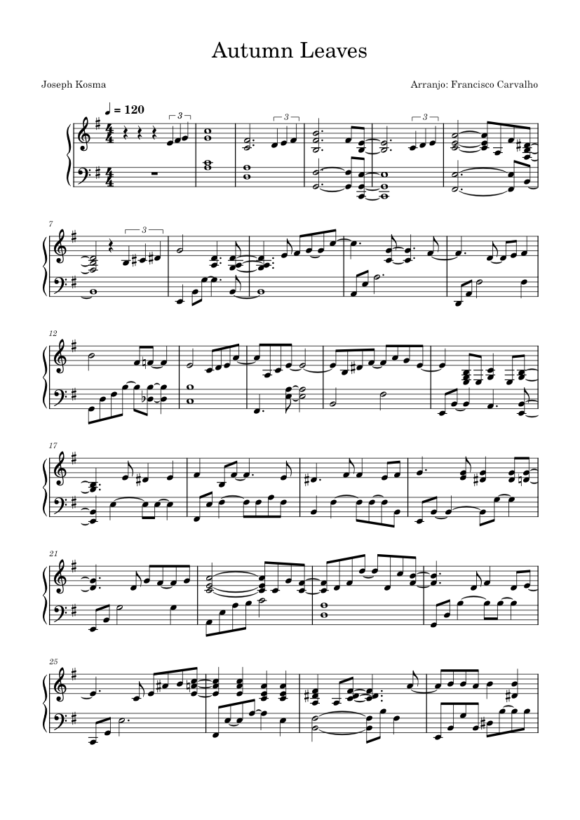 Autumn_Leaves Sheet Music for Piano (Solo) | MuseScore.com