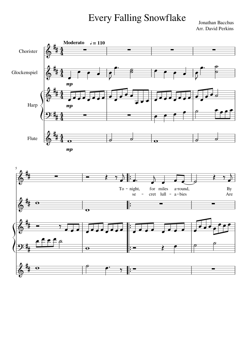 Every Falling Snowflake - Jonathan Bacchus Sheet music for Piano, Flute ...