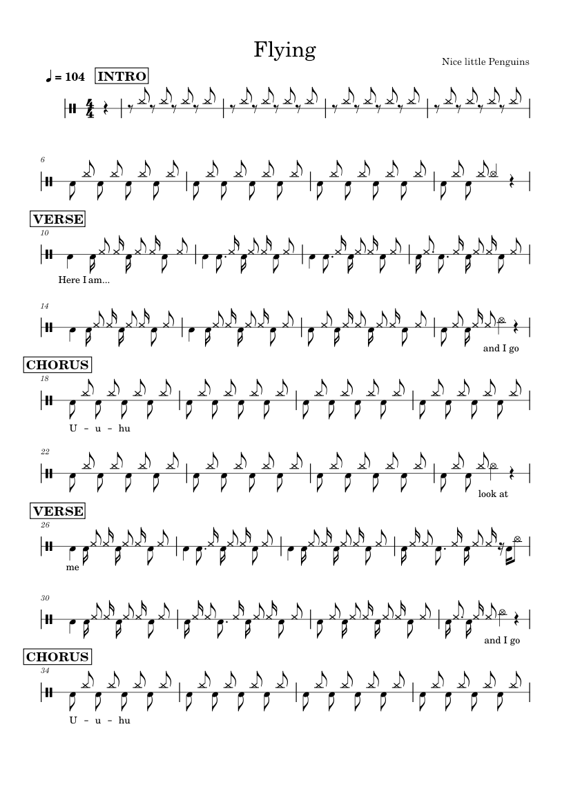 Flying – Nice Little Penguins Sheet music for Soprano, Drum group (Solo ...