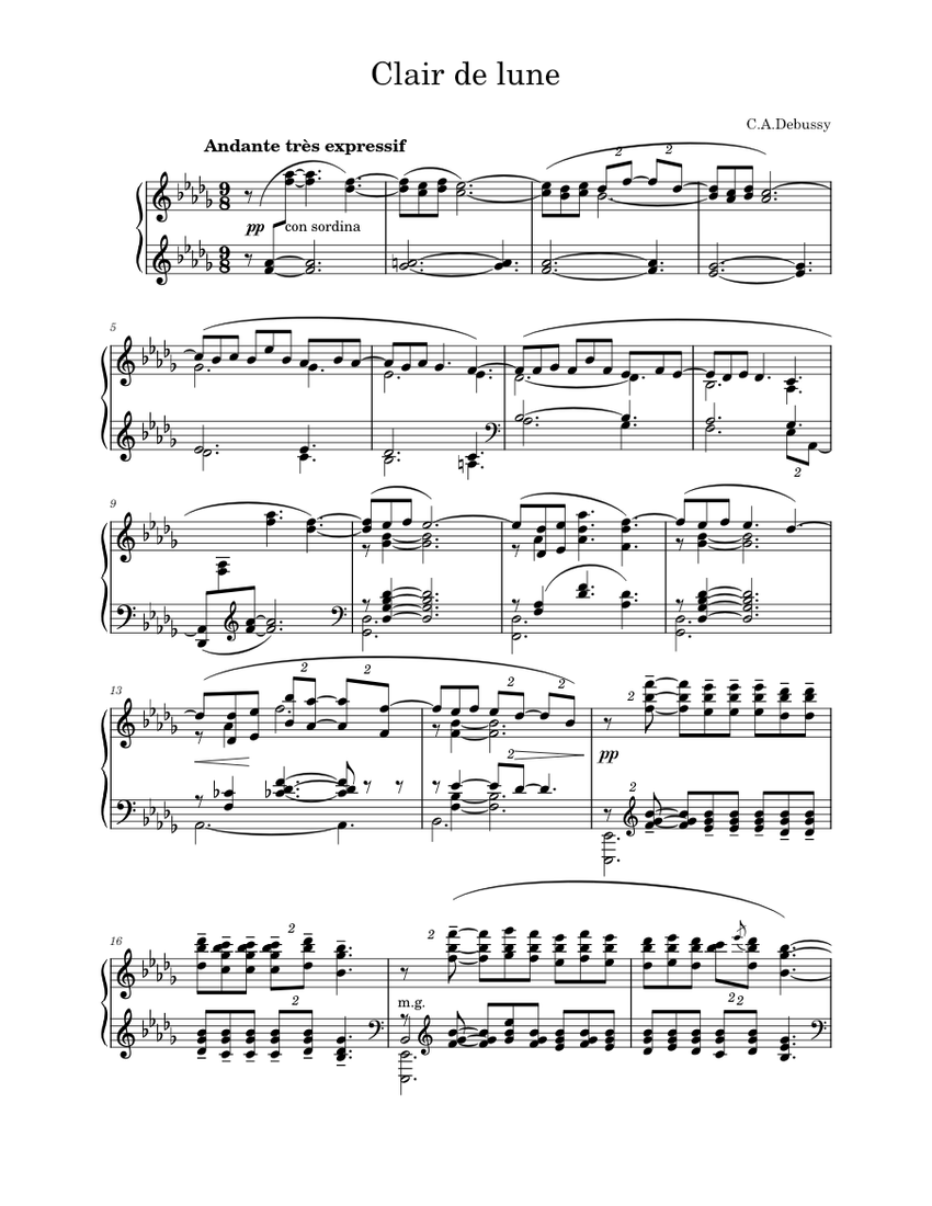 Clair de lune – Claude Debussy Sheet music for Piano (Solo) | Musescore.com