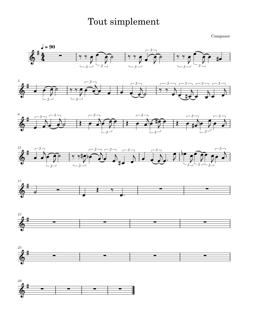 Tout simplement Sheet music for Piano (Solo) Easy | Musescore.com