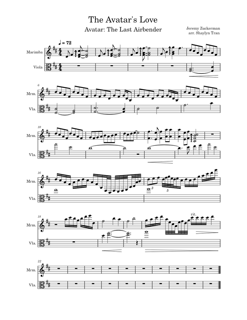 The Avatar's Love – Jeremy Zuckerman The_Avatar's_Love Sheet music for ...