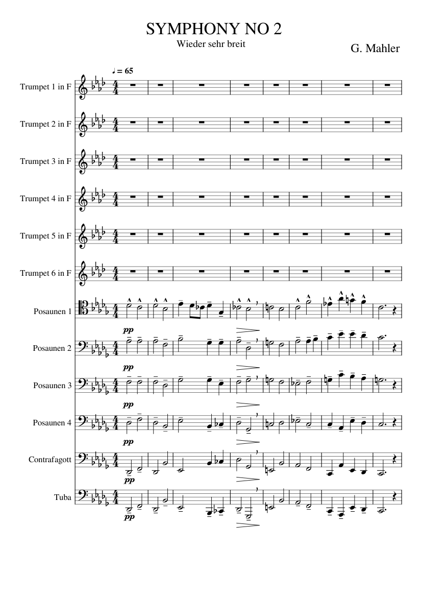 Mahler Symphony No 2 Brass Choral Sheet music for Trombone, Tuba ...