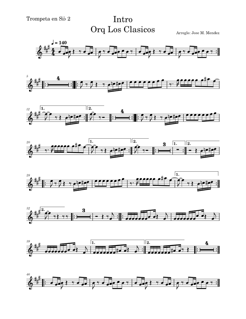 Intro -Trompeta en Sib 2 Sheet music for Trumpet in b-flat (Solo ...
