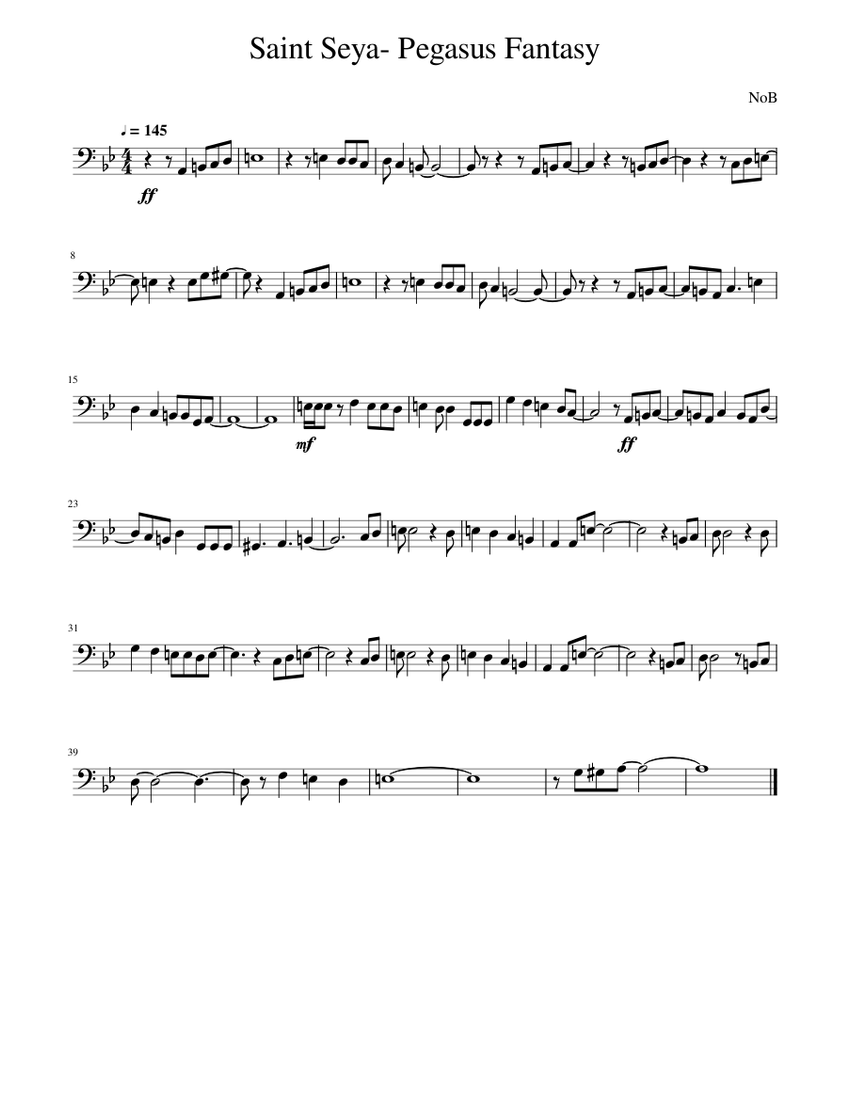 Pegasus Fantasy- Saint Seiya- Trombone Solo Sheet music for Trombone ...