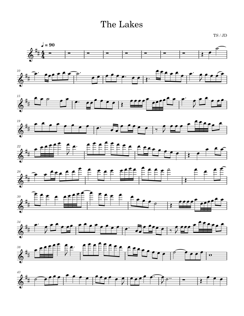 The Lakes Sheet music for Flute (Solo) | Musescore.com