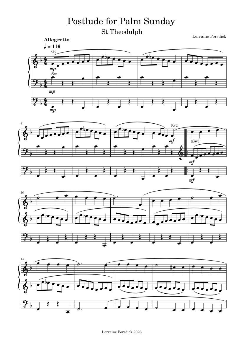 Organ Postlude for Palm Sunday Sheet music for Organ (Solo) | Musescore.com