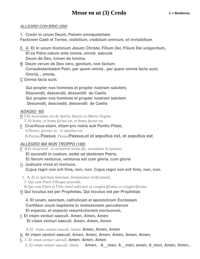 Messe en ut (3) Credo Sheet music for Piano, Soprano, Alto, Tenor ...