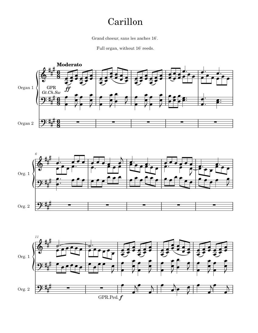 Carillon Sheet music for Organ (Solo) | Musescore.com