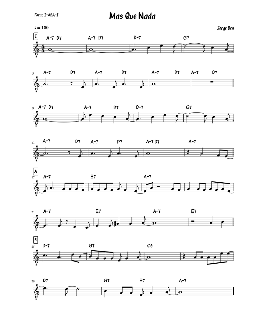 Mas Que Nada Sheet music for Guitar (Solo) | Musescore.com