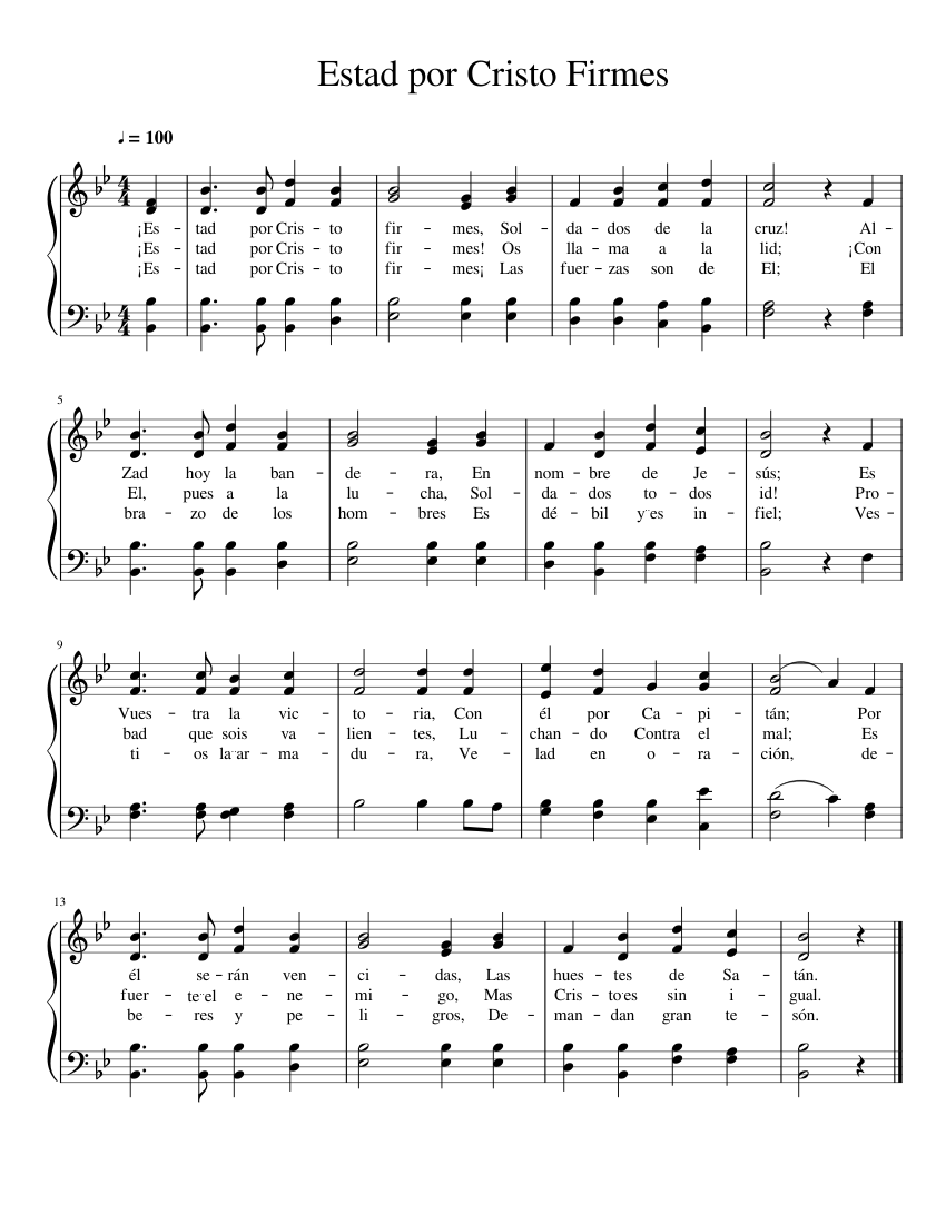 Estad por Cristo Firmes Sheet music for Piano (Piano-Voice) Easy | Musescore.com