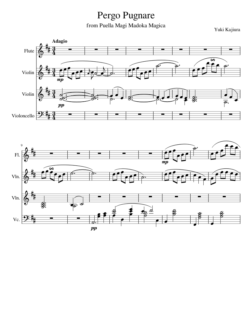 Pergo Pugnare Sheet music for Flute, Violin, Cello (Mixed Quartet) | Musescore.com