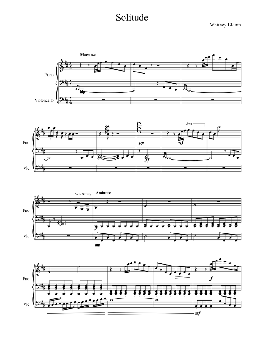 Solitude Sheet music for Piano (Solo) | Download and print in PDF or MIDI free sheet music ...