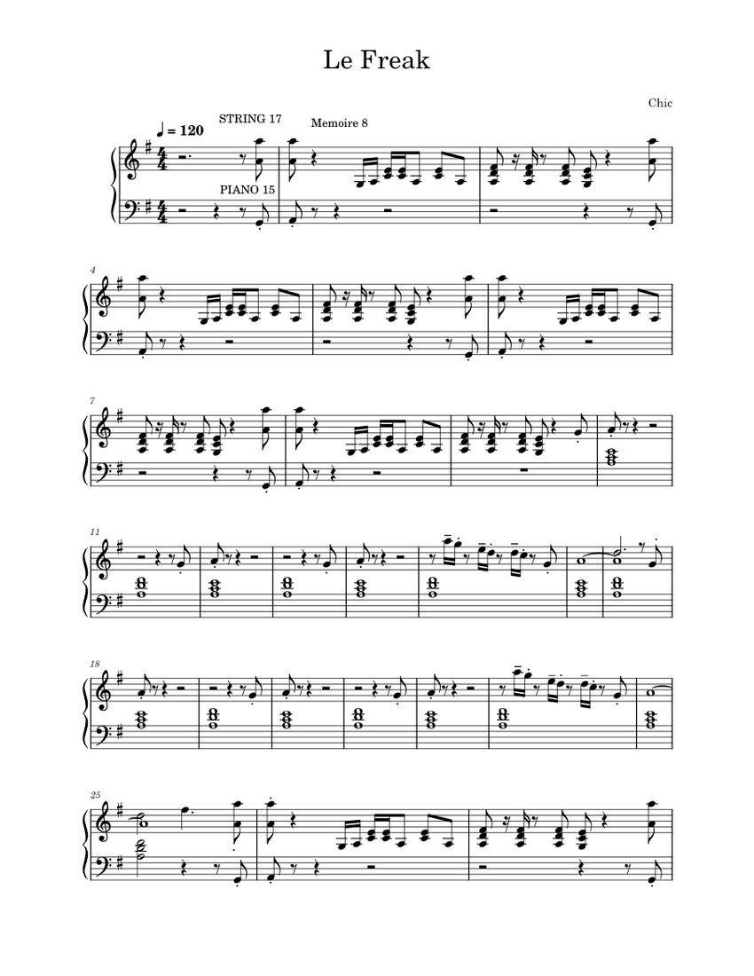 Le_Freak Chic Sheet music for Piano (Solo) Easy | Musescore.com