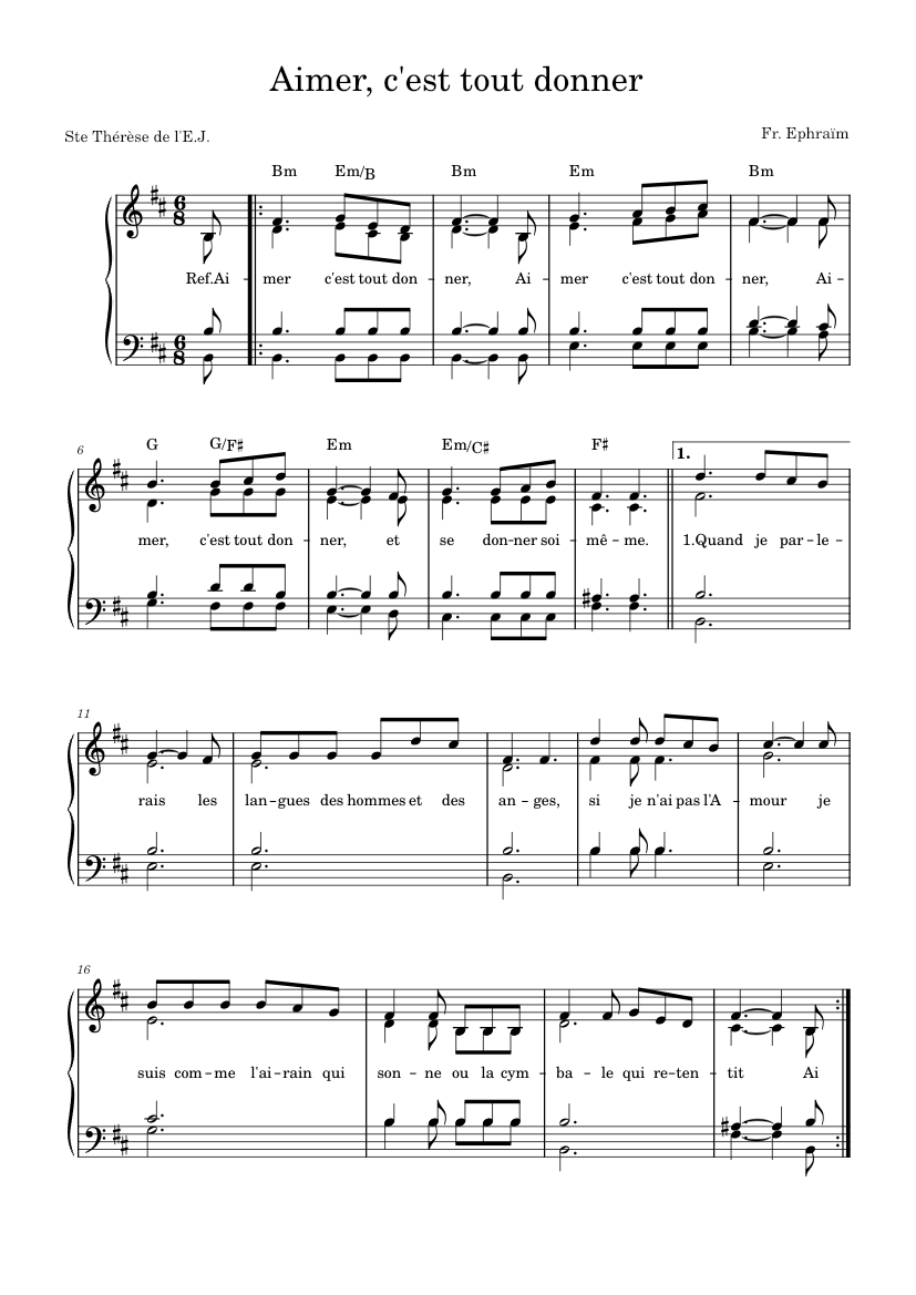 Aimer, c'est tout donner Sheet Music for Piano (Solo) Easy | MuseScore.com