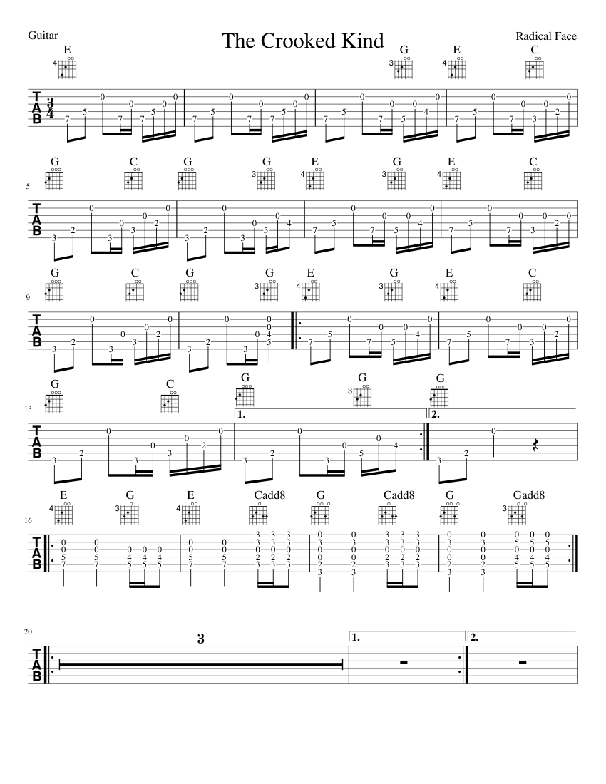 The Crooked Kind - Guitar Tab Sheet music for Guitar (Solo) | Musescore.com