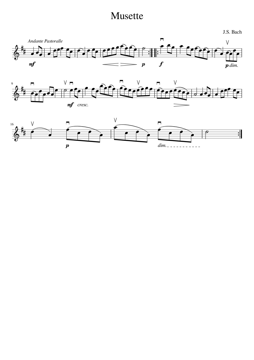 Musette – Johann Sebastian Bach Sheet music for Violin (Solo ...