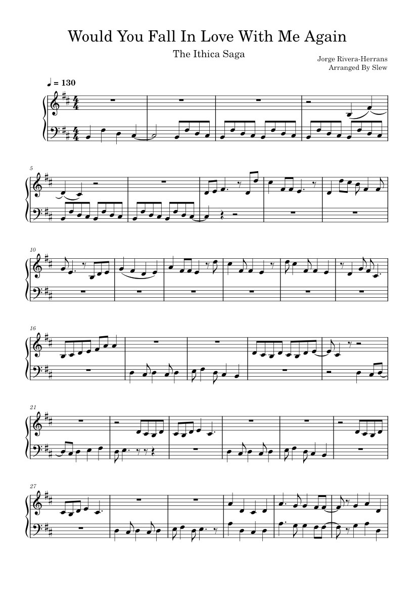 Would You Fall in Love with Me Again – Jorge Rivera-Herrans Sheet Music ...