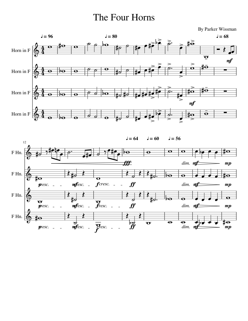 The Four Horns Sheet music for French horn (Mixed Quartet) | Musescore.com