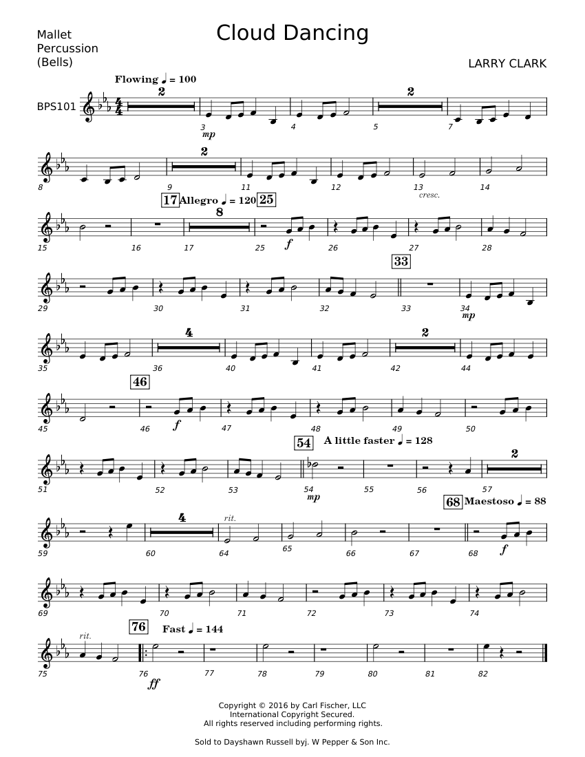 Cloud Dancing - Lary Clark Sheet music for Handbells (Solo) | Musescore.com