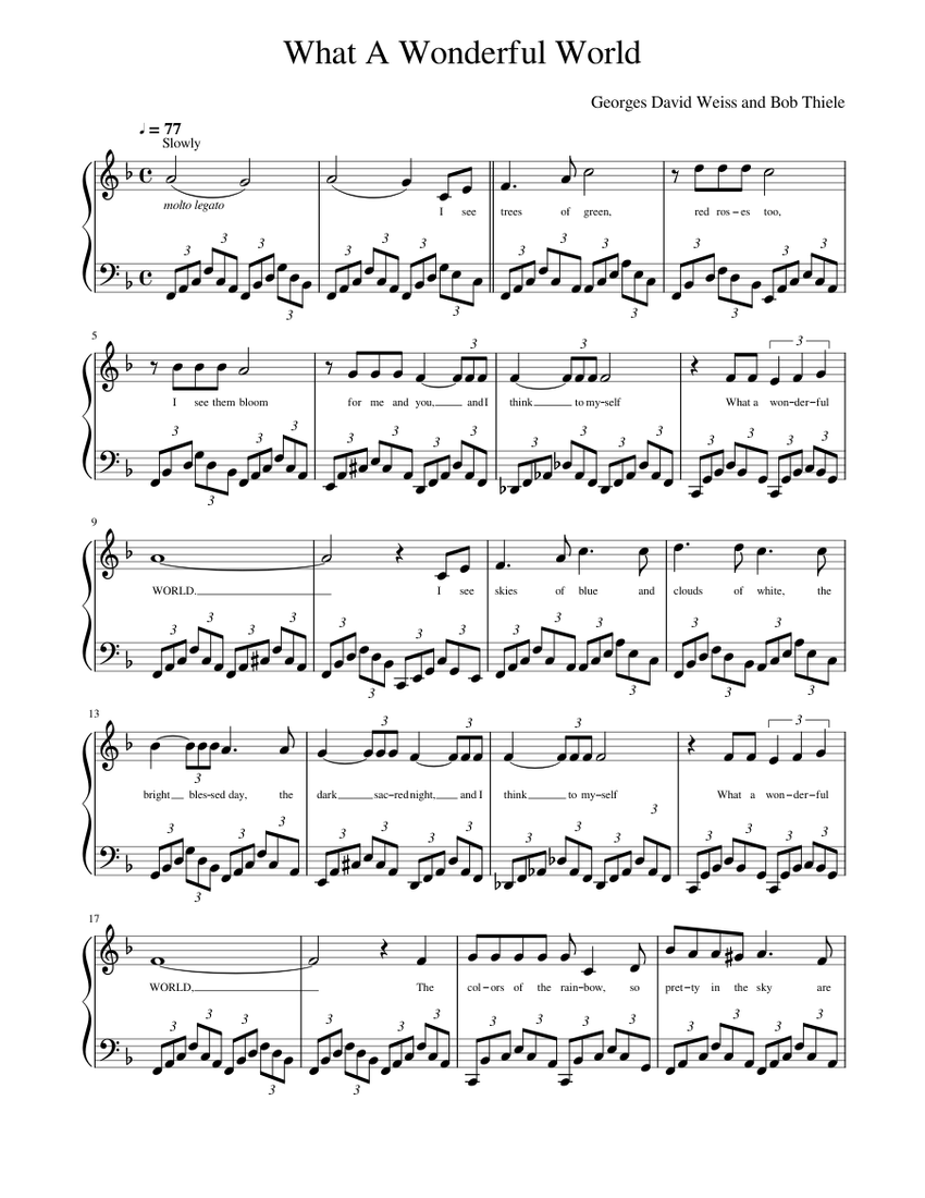 What A Wonderful World Sheet music for Piano (Solo) | Musescore.com