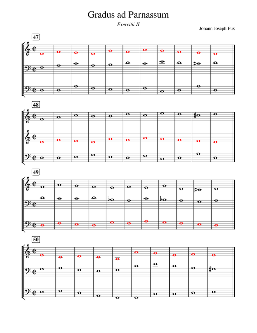 Johann Joseph Fux, Gradus ad Parnassum (three-voice counterpoint ...