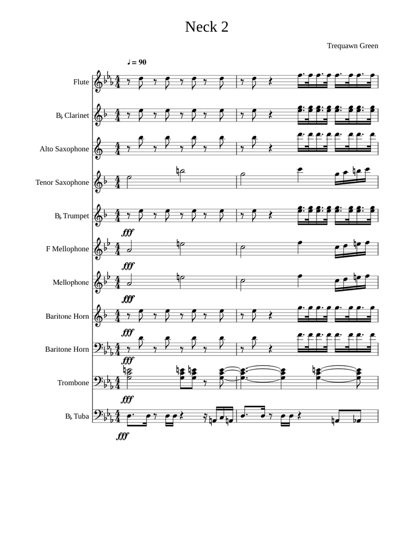 Neck Sheet music for Trombone, Mellophone, Flute, Baritone horn ...