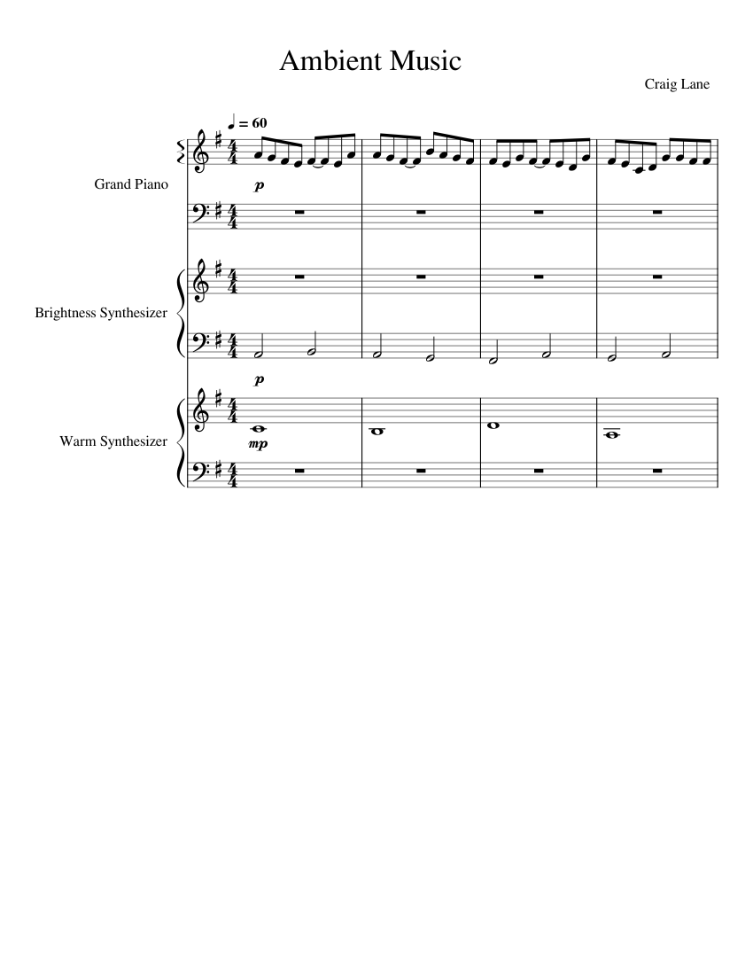 Ambient Music Sheet music for Piano, Synthesizer (Piano Trio ...