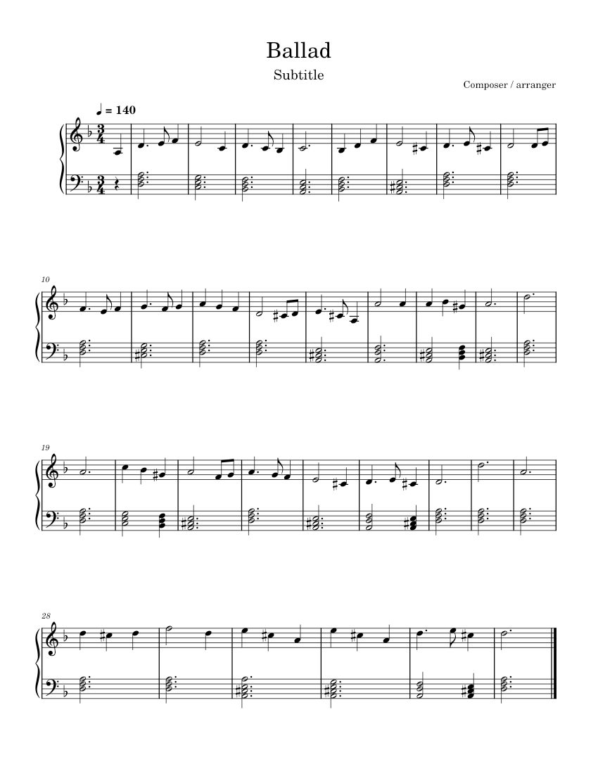 Ballad Sheet music for Piano (Solo) | Musescore.com