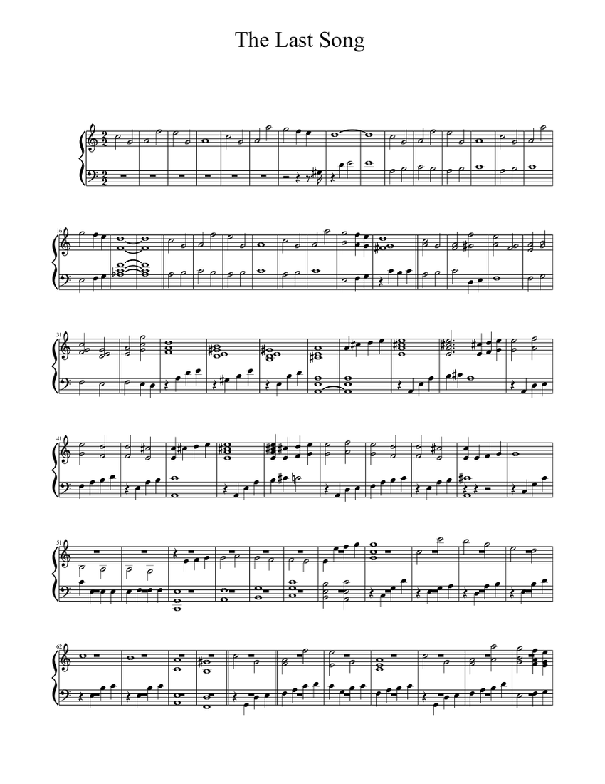 The Last Song Sheet music for Piano (Solo) | Musescore.com