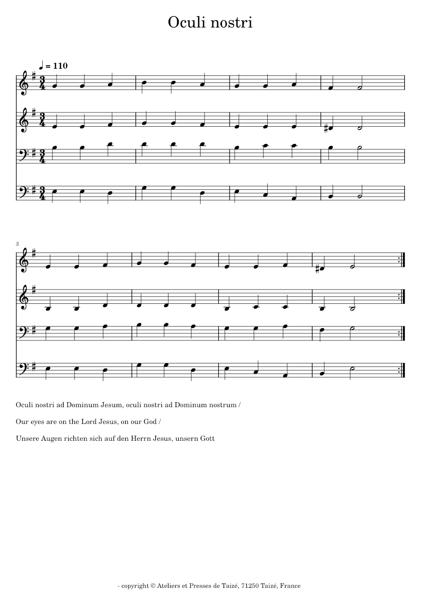 Taize - Oculi nostri – Jacques Berthier - Taizé- copyright © Ateliers ...